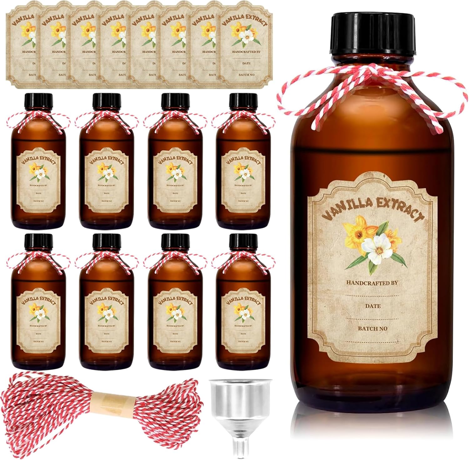 Amazon.com: NVioAsport 8 Pack 8 Ounce Amber Glass Bottle with Lids ...