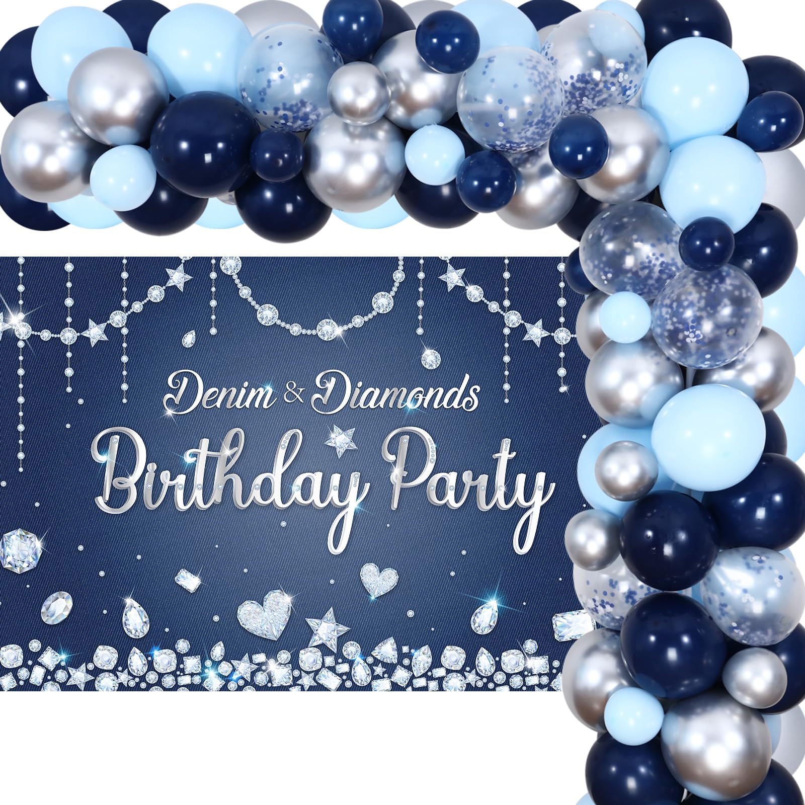 Amazon.com: Denim and Diamonds Party Decorations - Navy Blue and Silver ...