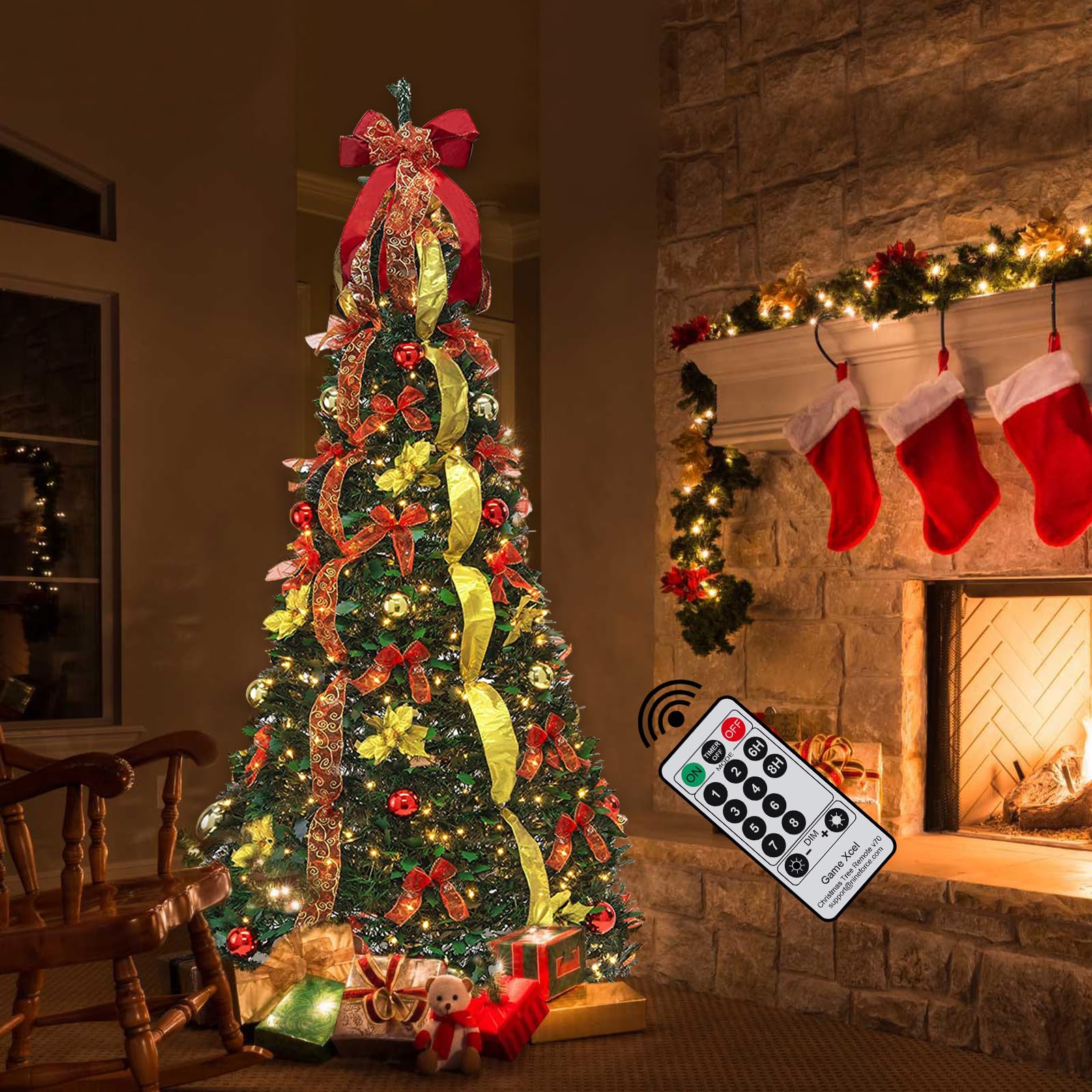 Amazon.com: 6.5FT Pop Up Christmas Tree with 200 Lights & Remote, Pre ...