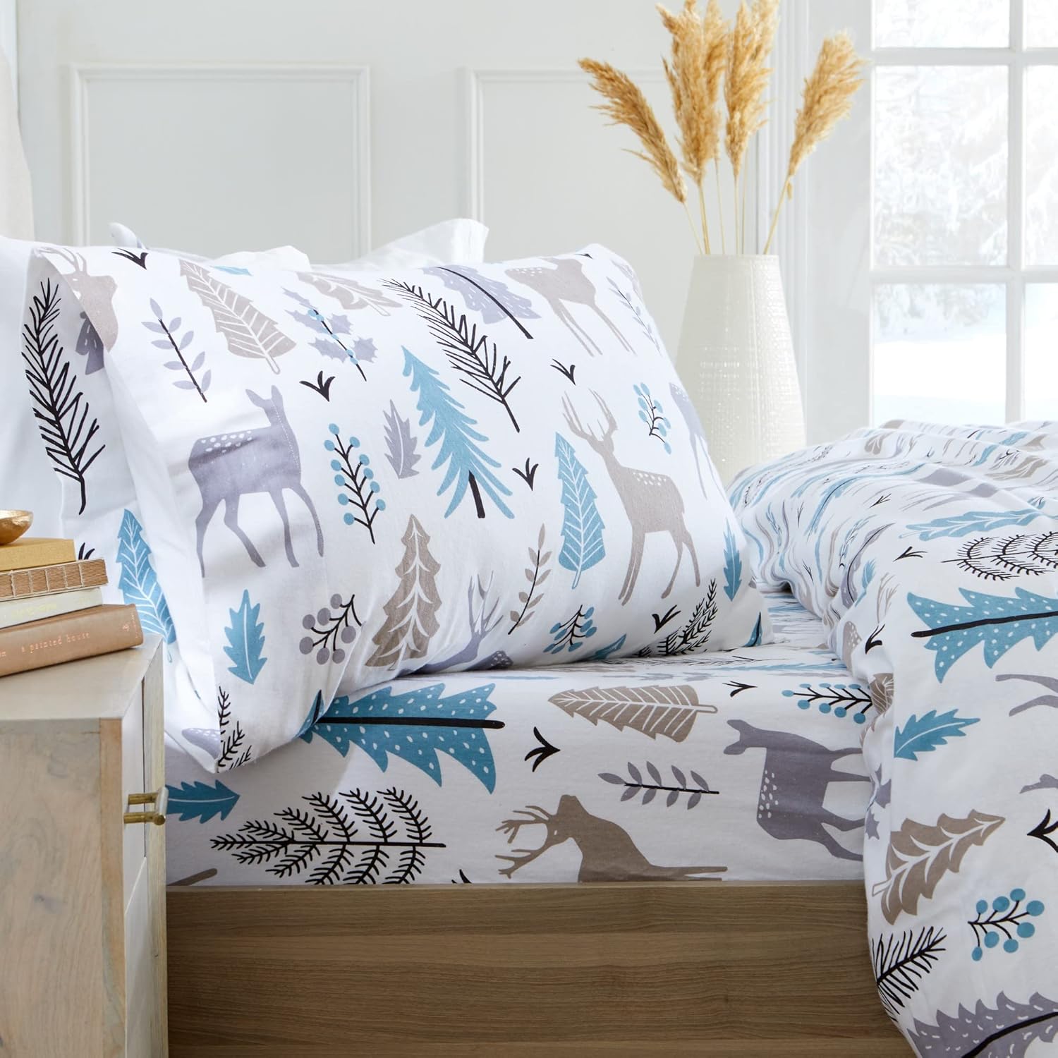 Amazon.com: Market & Place 100% Turkish Cotton Flannel Sheet Set | 4 ...