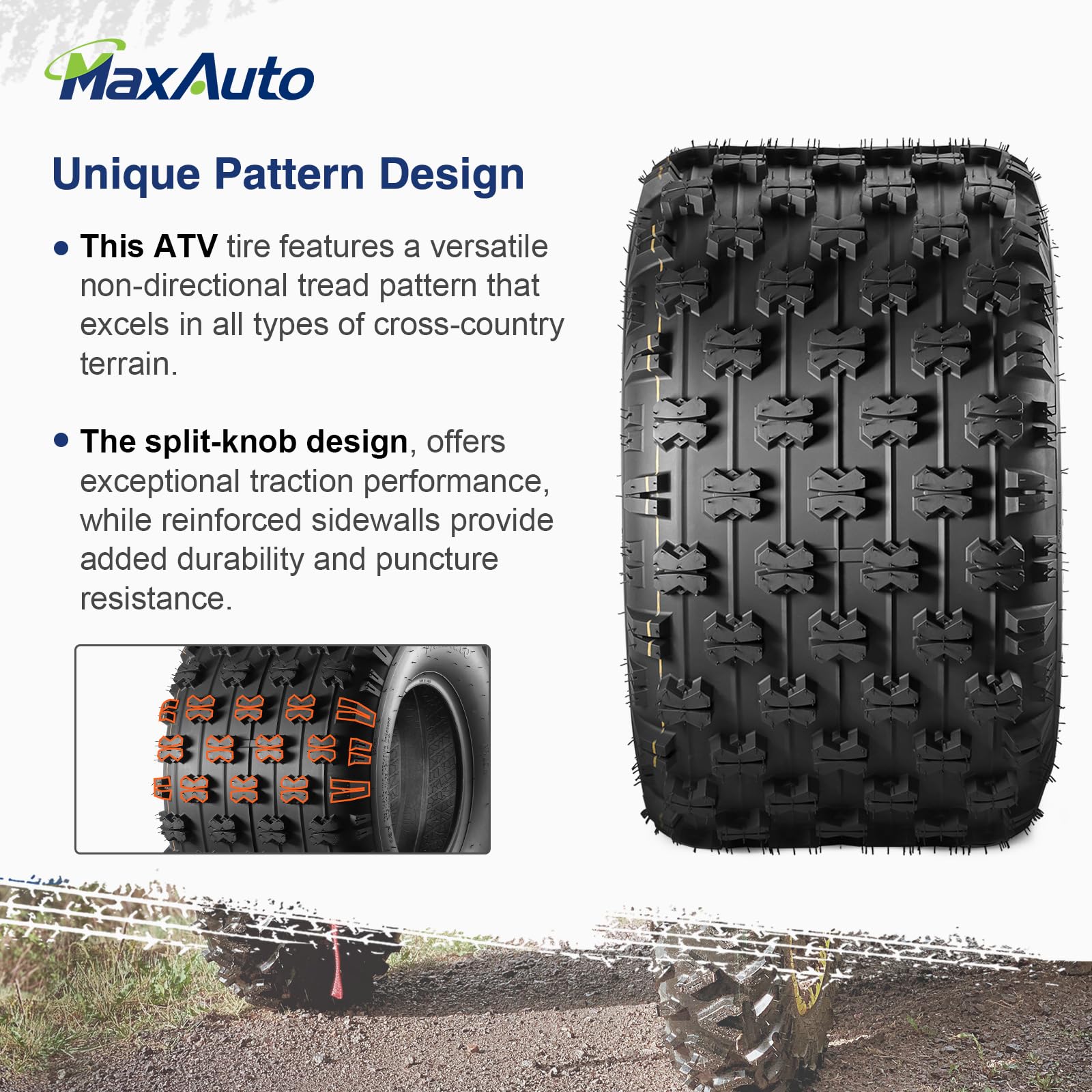 Snapklik.com : MaxAuto AT20x11-9 Sport ATV/UTV Tires 20x11x9 Quad Tires