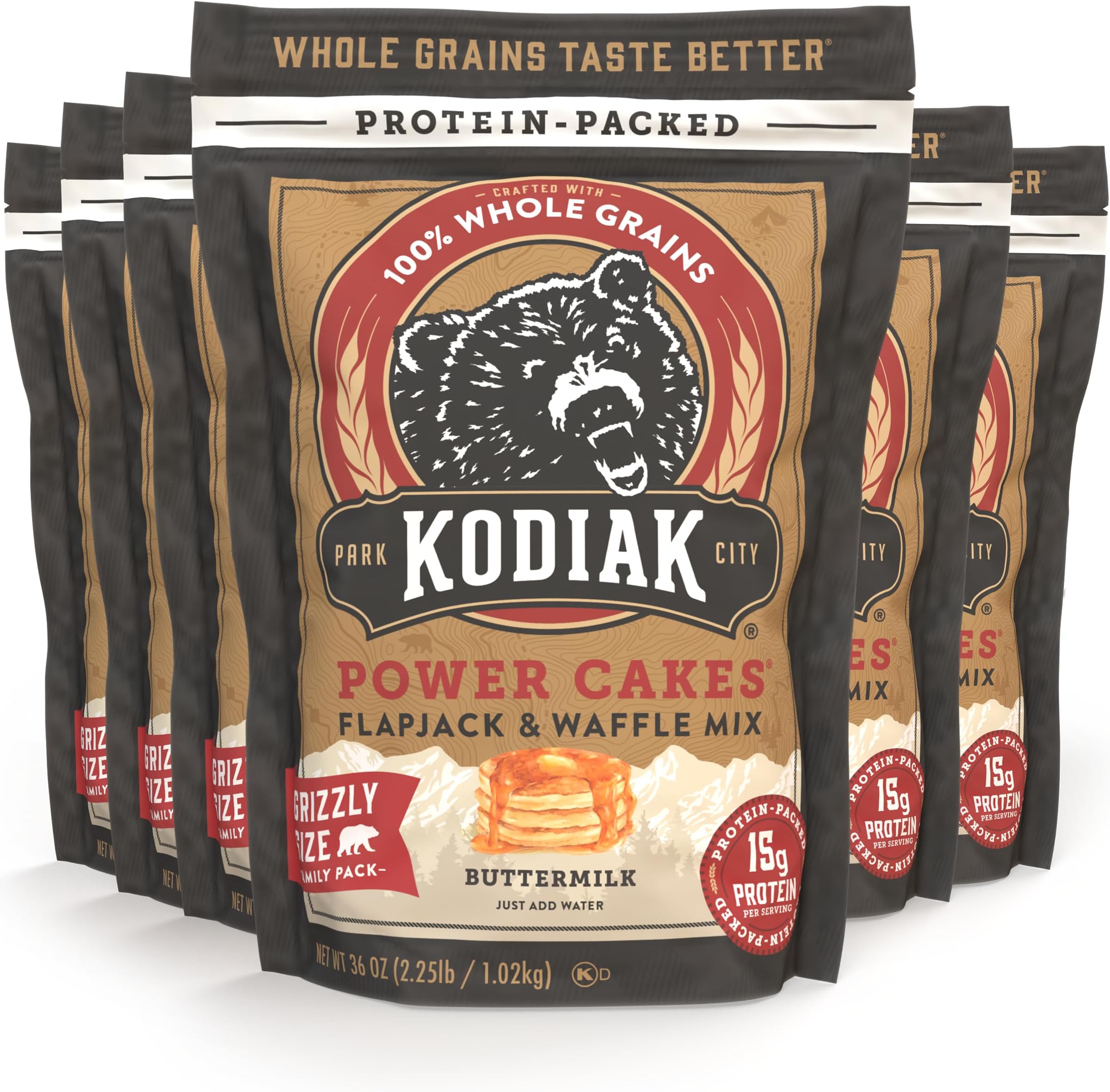 Amazon.com : Kodiak, Power Cakes Buttermilk Flapjack & Waffle Mix, 20 ...
