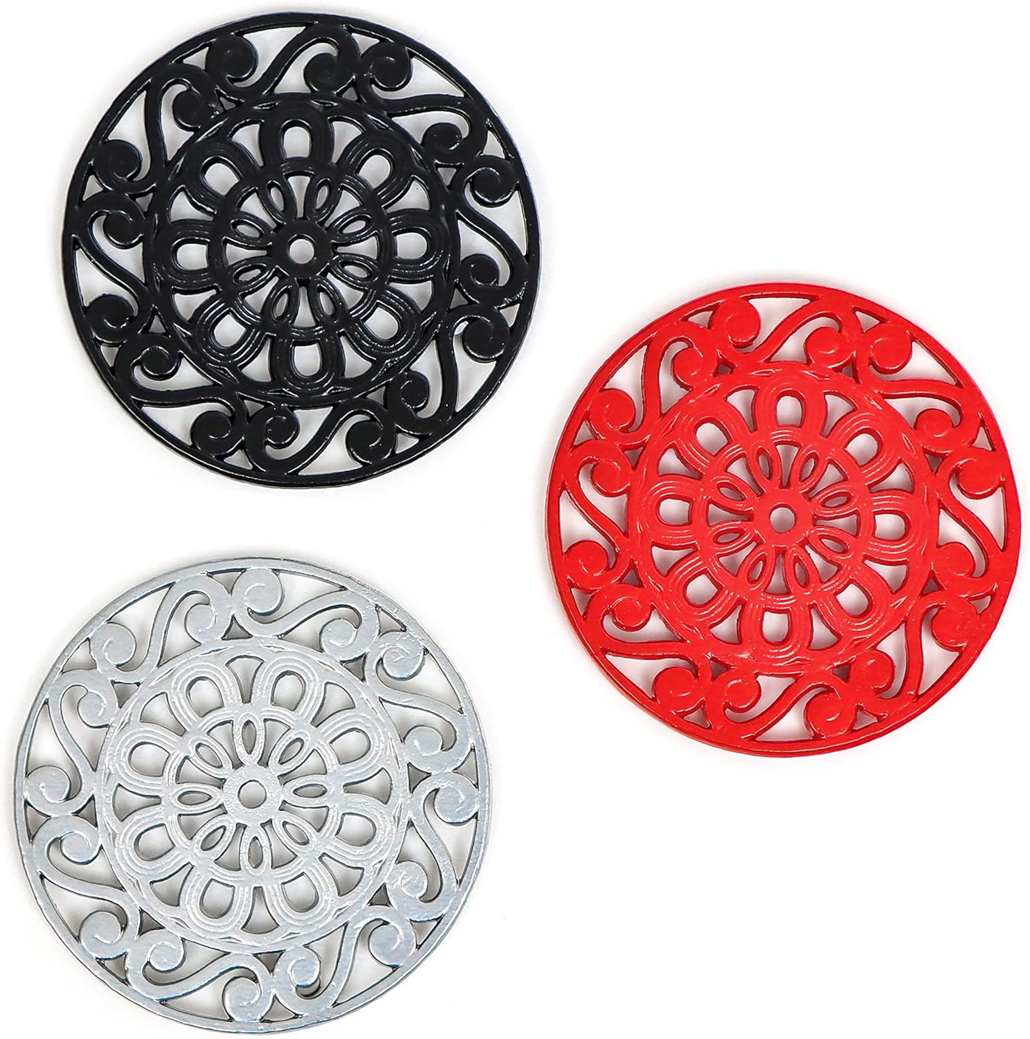 Amazon.com: Set of 3 Decorative Cast Iron Metal Trivets by Trademark ...