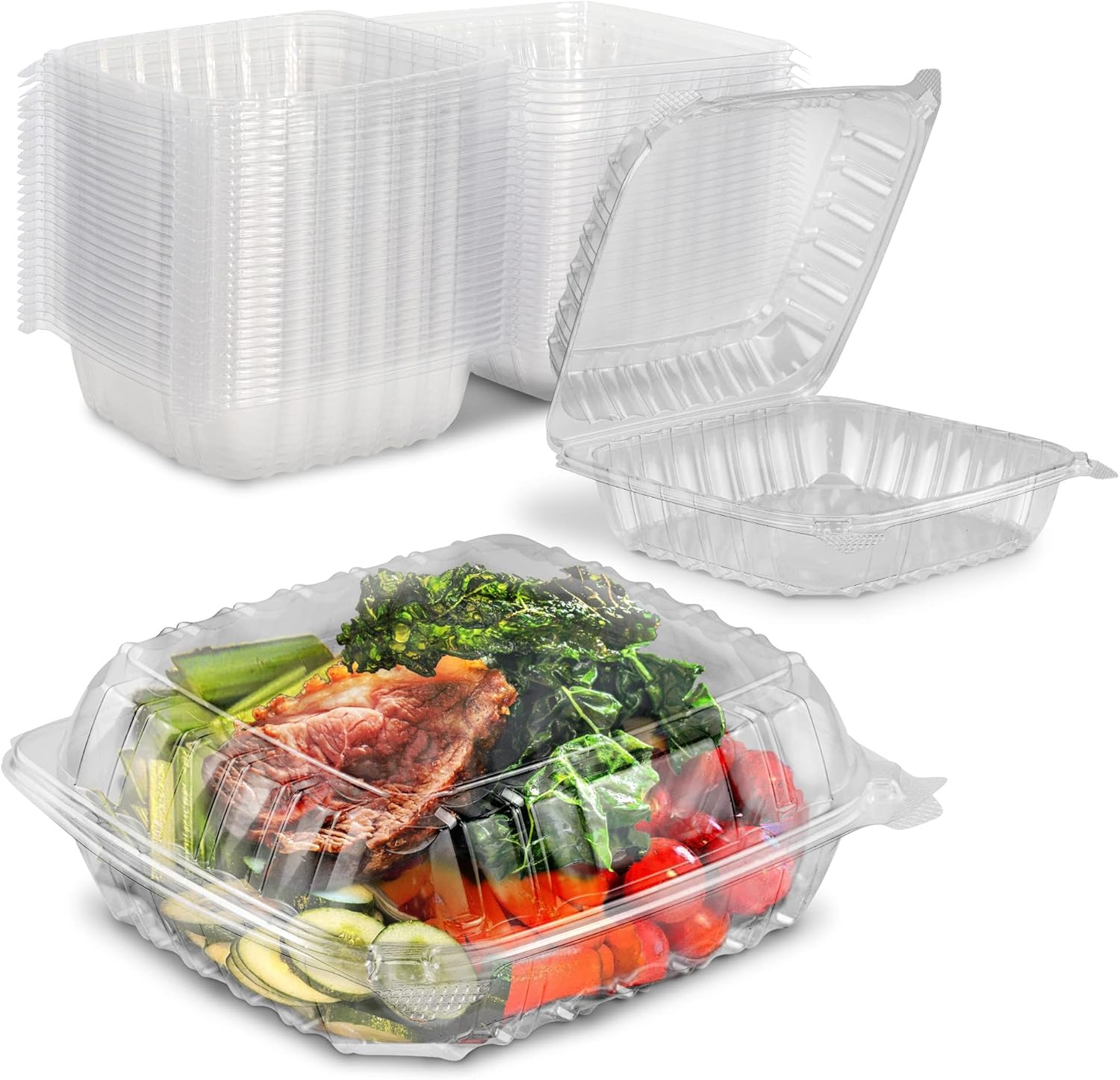 Paquete de 250 recipientes de plástico transparente con bisagras – 8 x ...