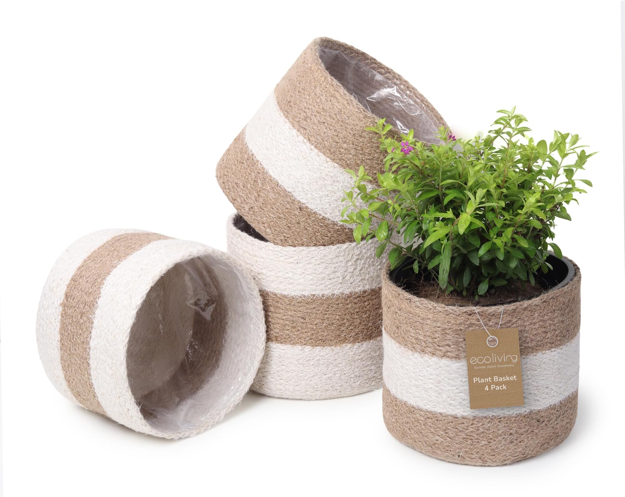 Amazon.com : Eco Living Jute Planter Basket Sustainable Woven Rope ...