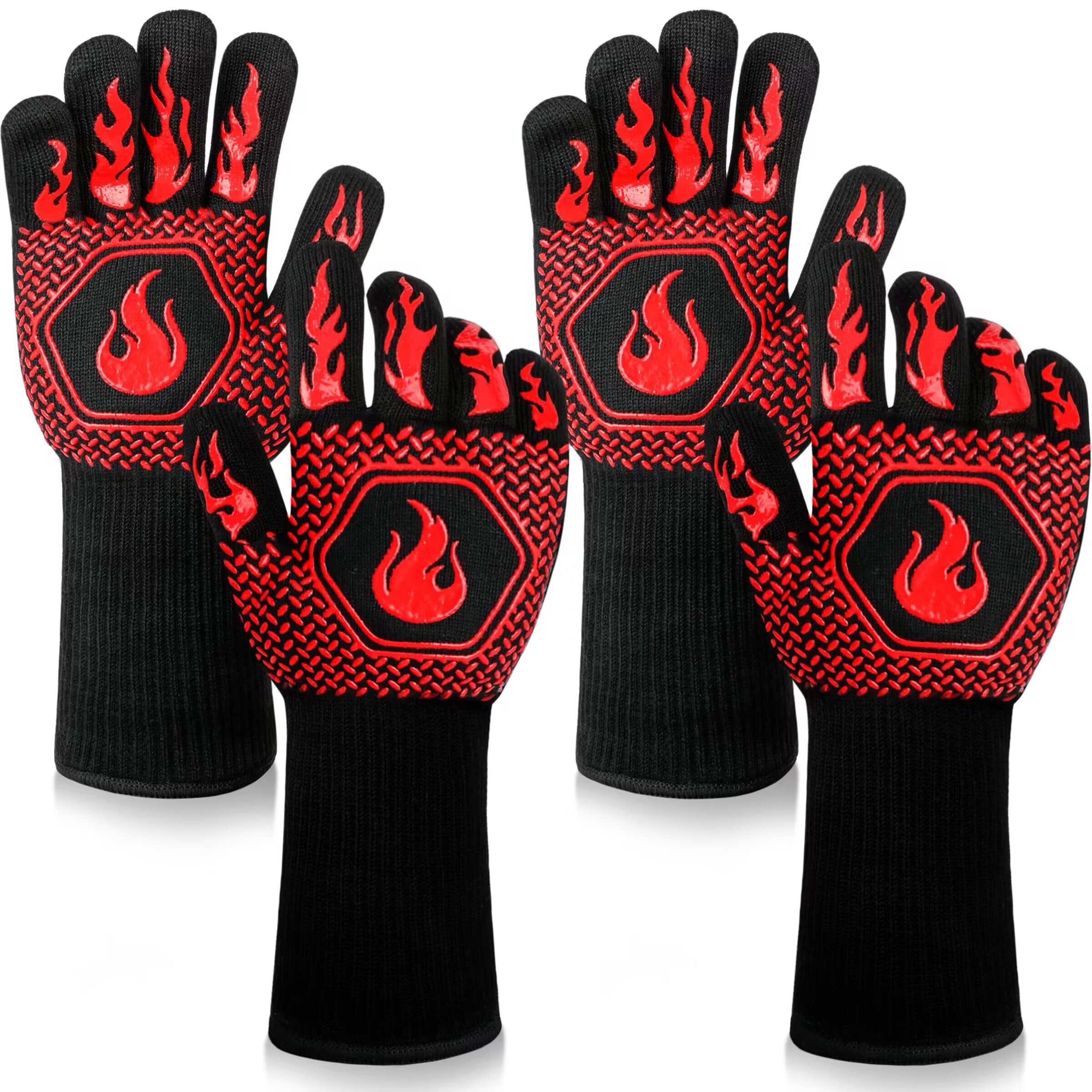 Amazon.com: BBQ Fireproof Gloves, Grill Cut-Resistant Gloves 1472°F ...