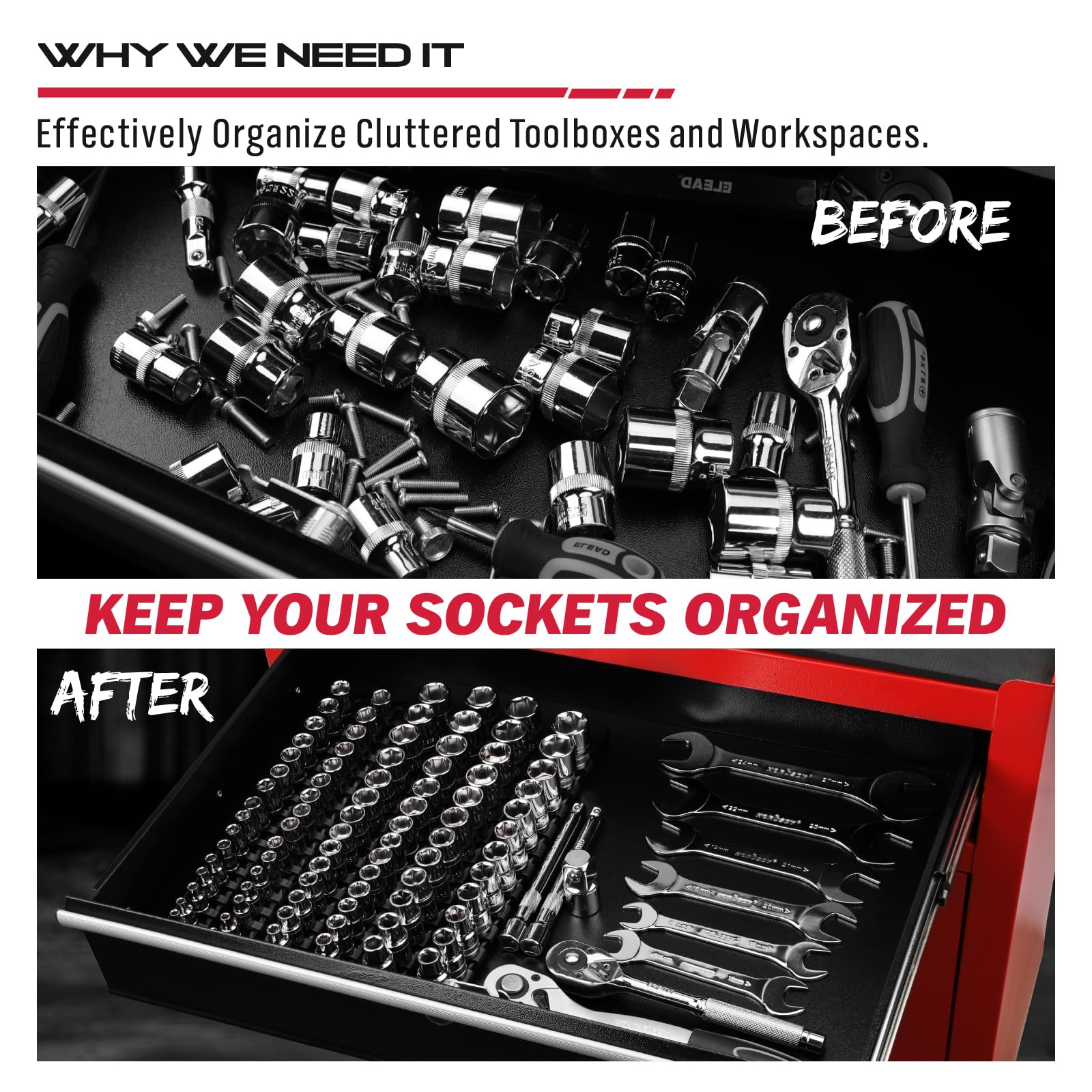 Snapklik.com : Socket Organizer Holder Tool Box: 12-Piece Socket ...