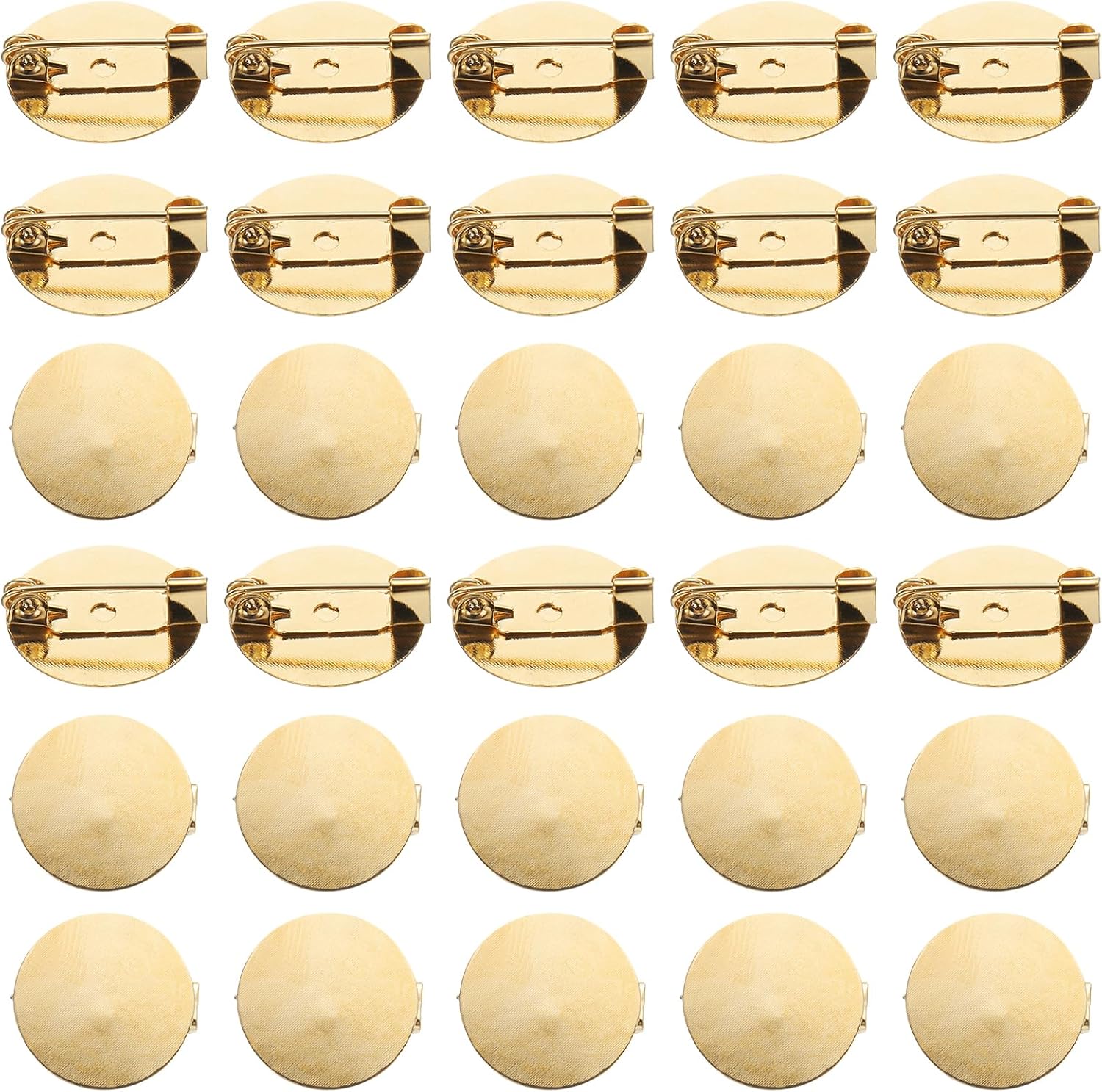Amazon.com: uxcell 50 Pcs Gold Brooch Blank Round Trays with Pin Metal ...
