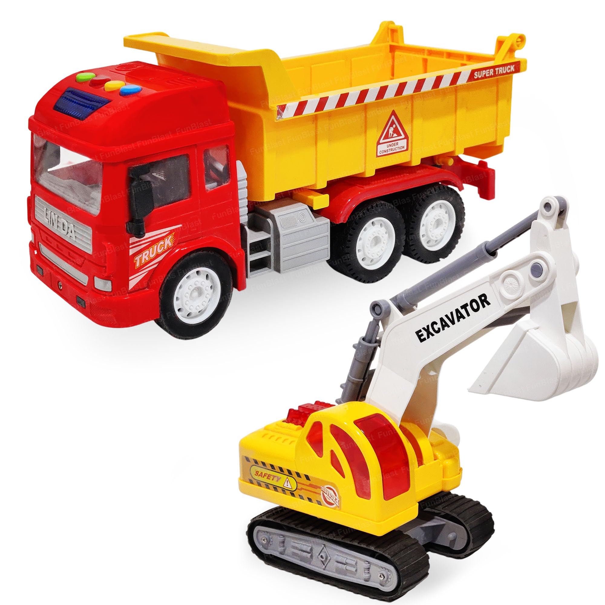 FunBlast Dumper Truck Toy & Excavator Toy - 2 in 1 Dumper Truck and ...
