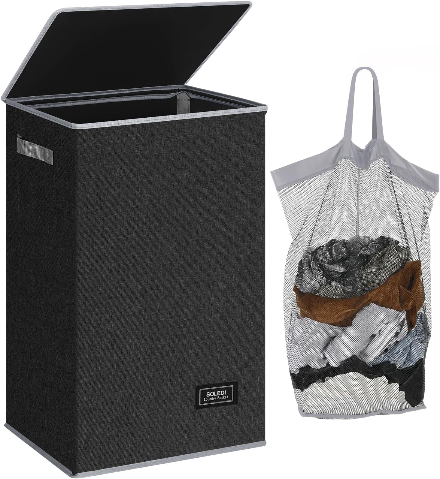 Amazon.com: Home Basics Chevron Laundry Hamper with Handle, Grey: Home ...