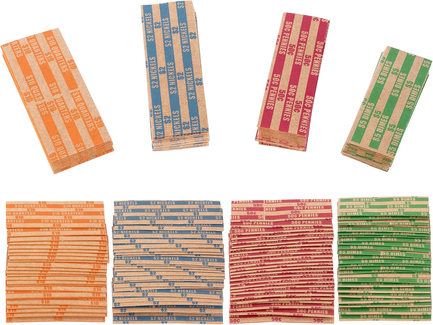 Amazon.com : Coin Wrappers for All Coins 500 Flat Coin Rolls Wrappers ...