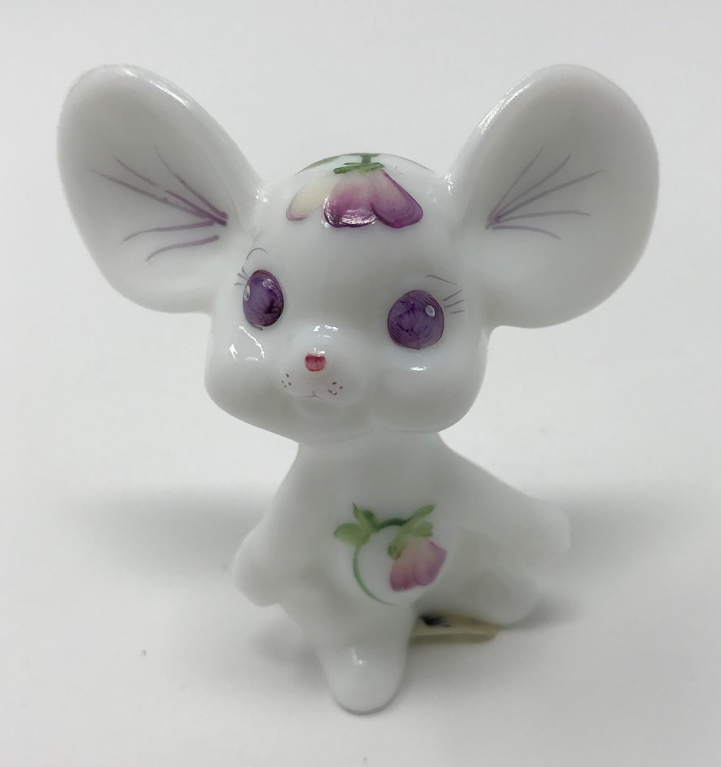 Amazon.com: Fenton Art Glass, Mouse, Milk Glass,Painted Pansies : Home ...