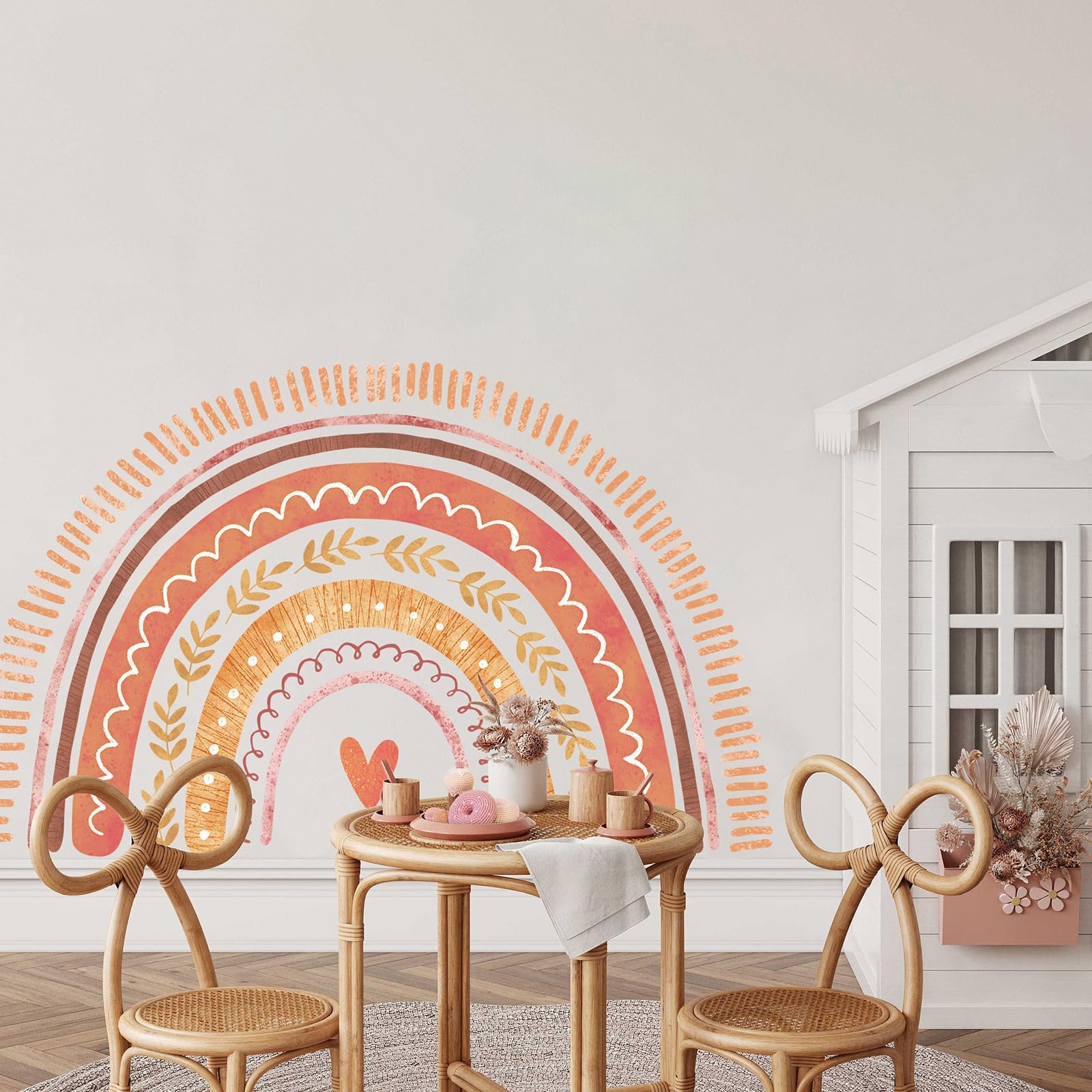 Amazon.com: wondever Boho Sun Wall Stickers Large Rainbow and Clouds ...