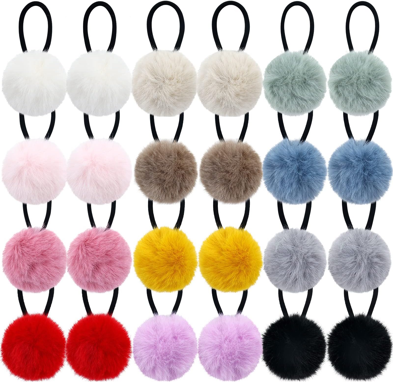 Amazon.com : Qearl 40 Pieces Pom Ball Hair Ties, Velvet Elastic Hair ...