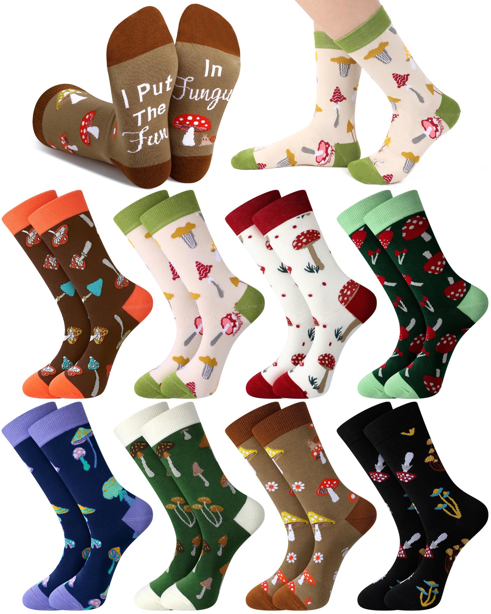 Amazon.com: Croloose 8 Pairs Funny Mushroom Socks Novelty Mushroom ...