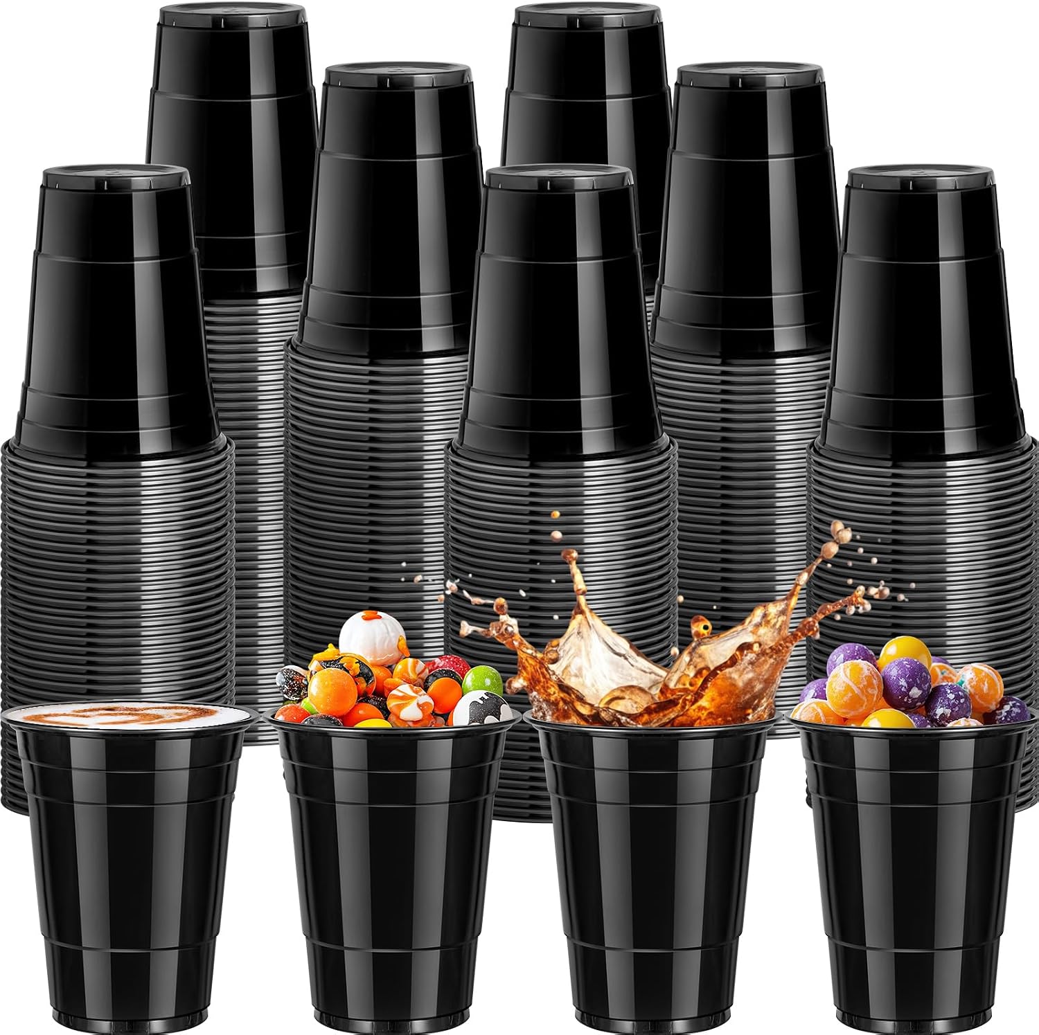 Amazon.com: Clothsport 120 Pcs 16 oz Black Plastic Cups Black Plastic ...