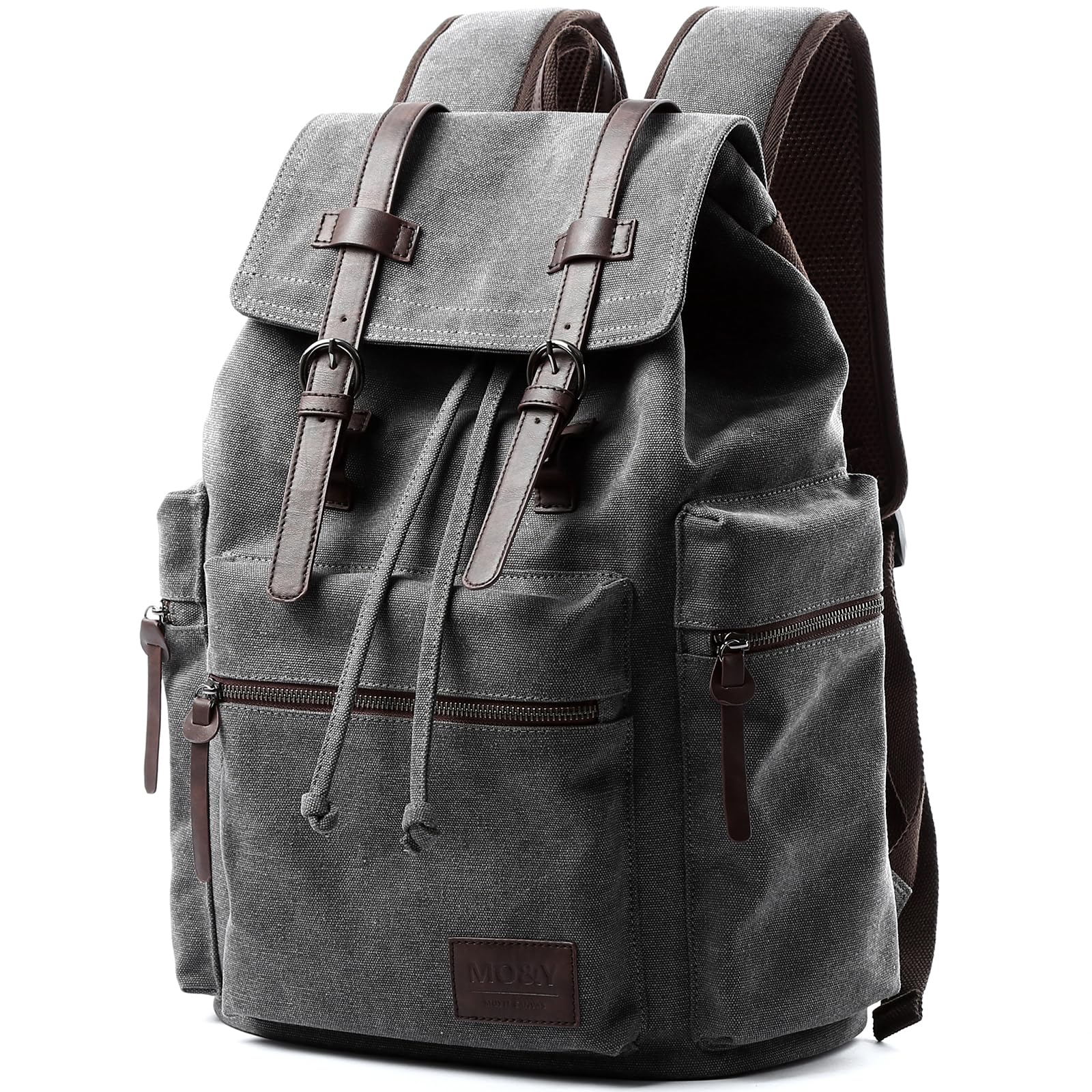 Amazon.com: MOYYI Vintage Canvas Backpack for Men, Grey Retro Backpack ...