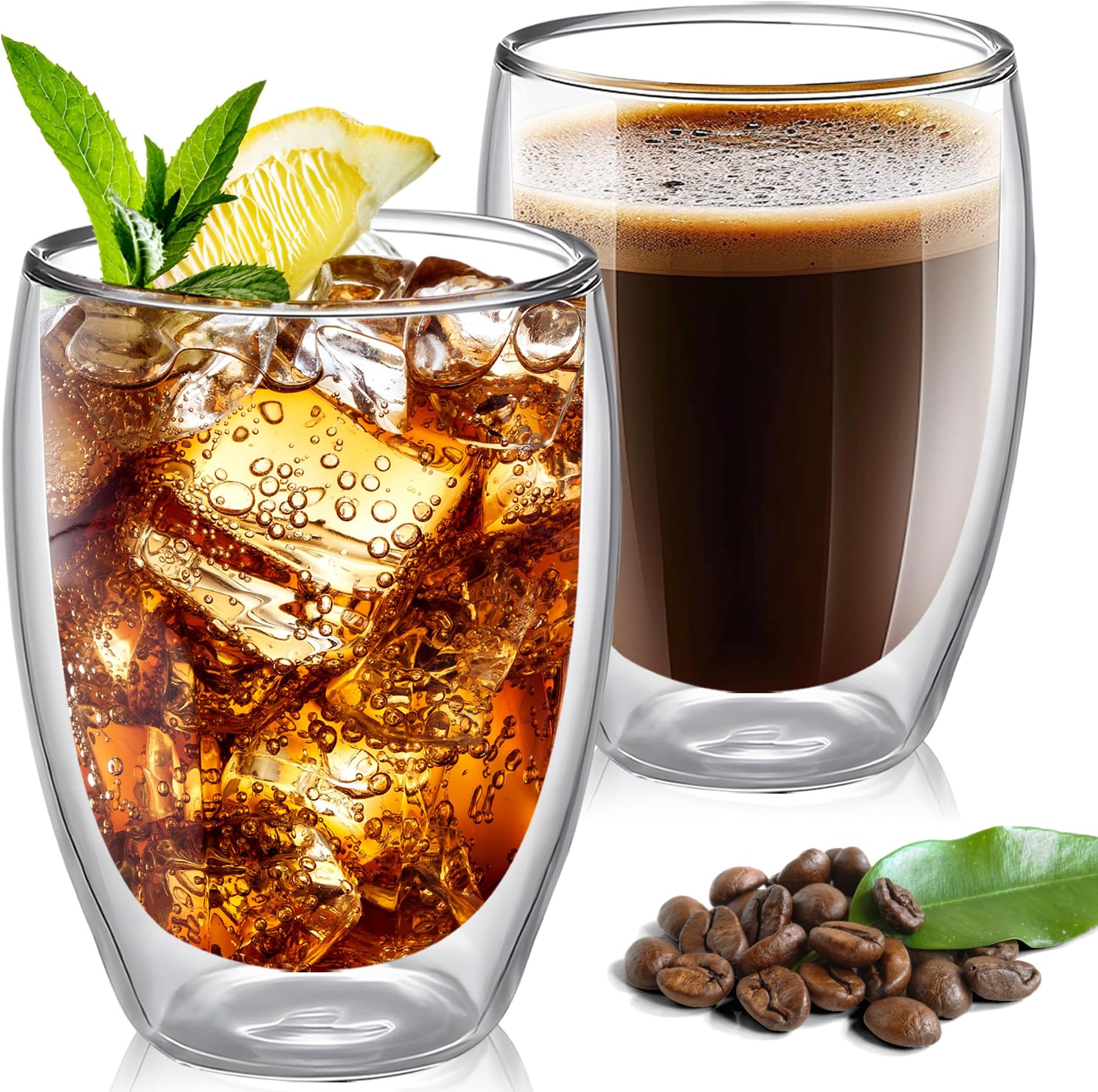 Amazon.com | Happy Sales Double Wall Insulated Glass Coffee Mug Teacup ...