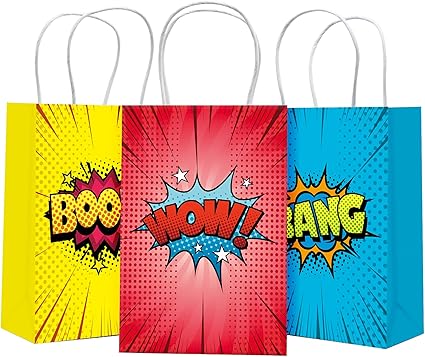 Amazon.com: sunny seat Superhero Party Goodies Bags Kraft Paper Gifts ...