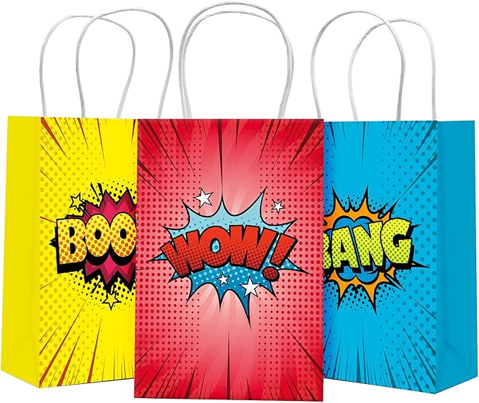 Amazon.com: sunny seat Superhero Party Goodies Bags Kraft Paper Gifts ...