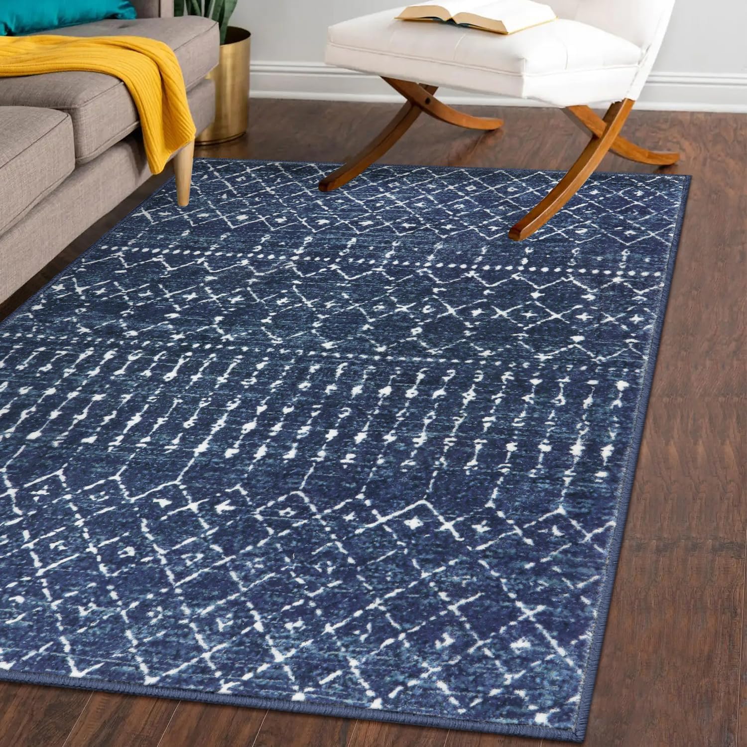 Amazon.com: Beeiva Moroccan Area Rug for Bedroom, Printed Washable Area ...