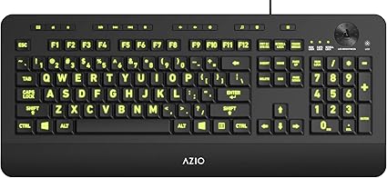 Amazon.com: Azio Vision Backlit Computer Keyboard - Wired USB Keyboard with LARGE PRINT keys and ...