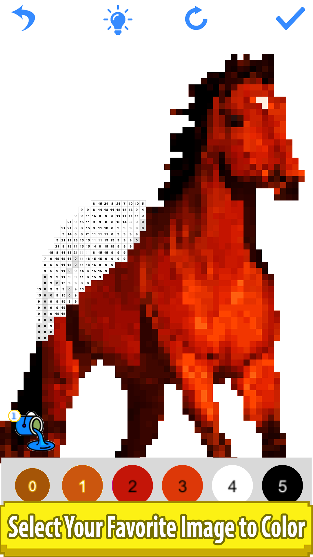 Horse Pixel Art - Paint by Number, Sandbox Coloring Pages - App on ...