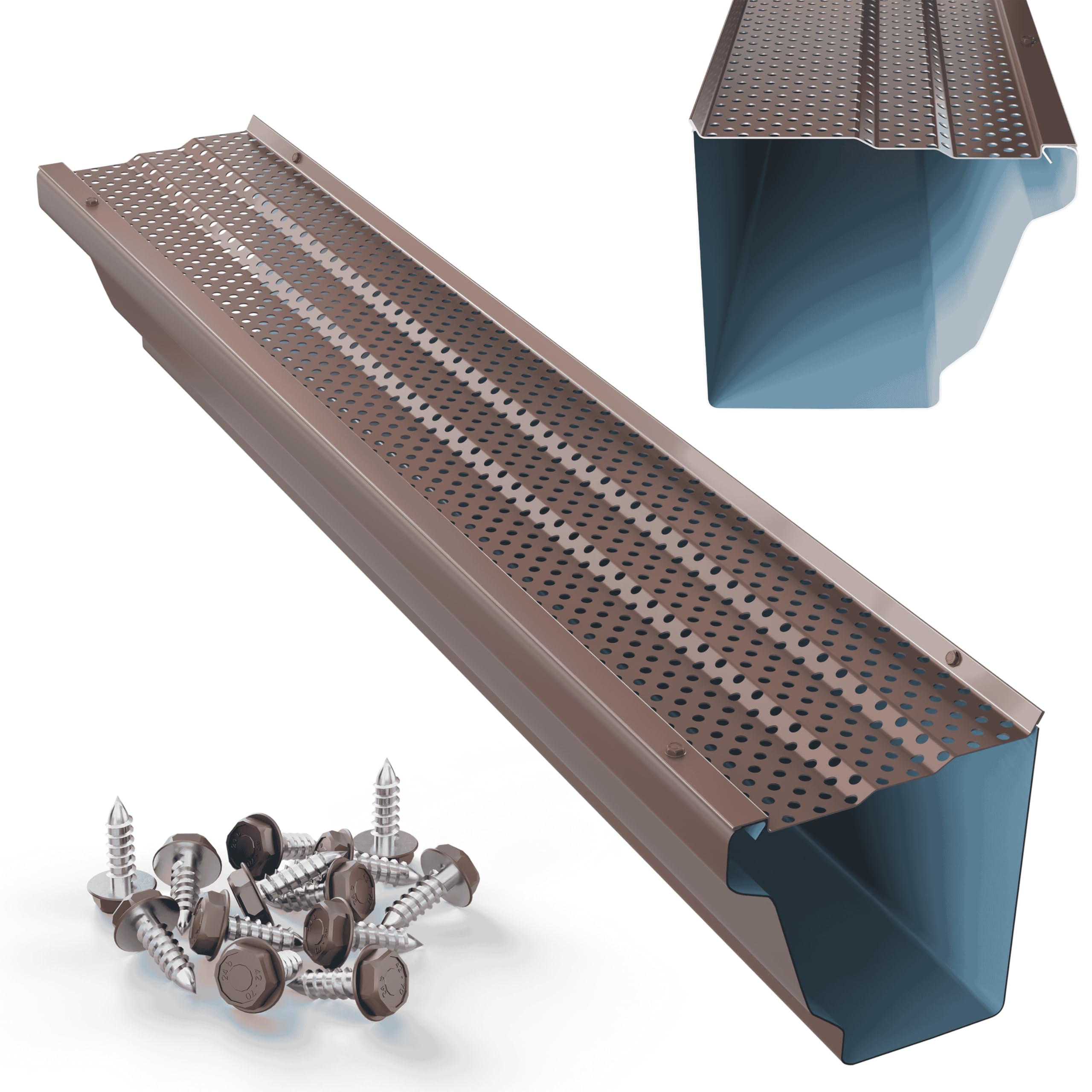 LEAF4GO 5" Gutter Guards Leaf Filter - Domestic Aluminum Gutter Guard ...