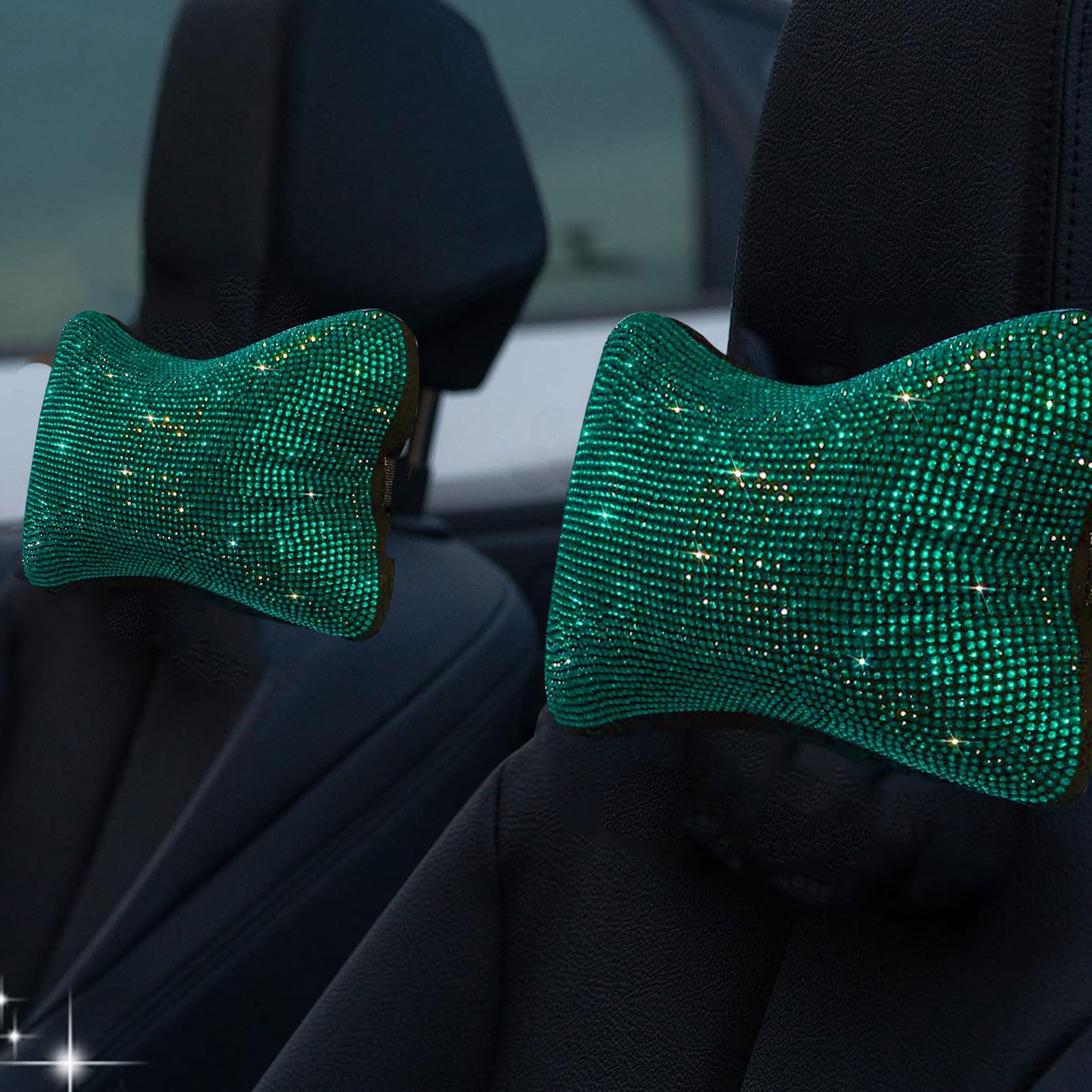 Amazon.com: Lawei 2PCS Bling Car Pillows, Rhinestone Car Headrest Neck ...