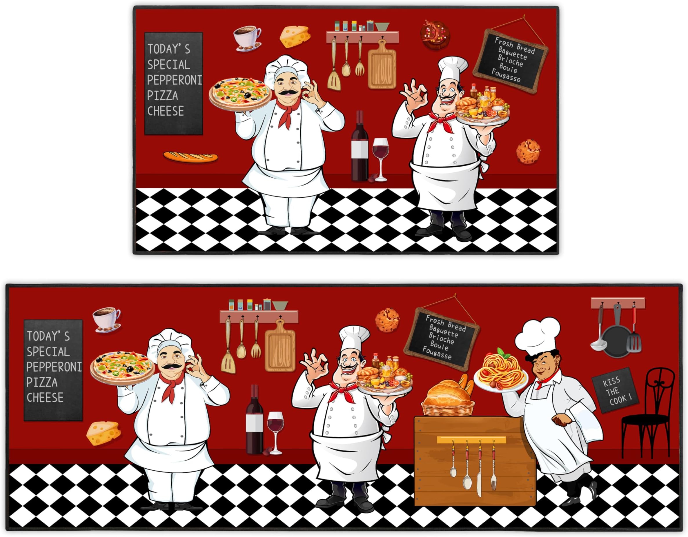 Amazon.com: farawamu Fat Chef Kitchen Rugs and Mats, Washable Non Slip ...