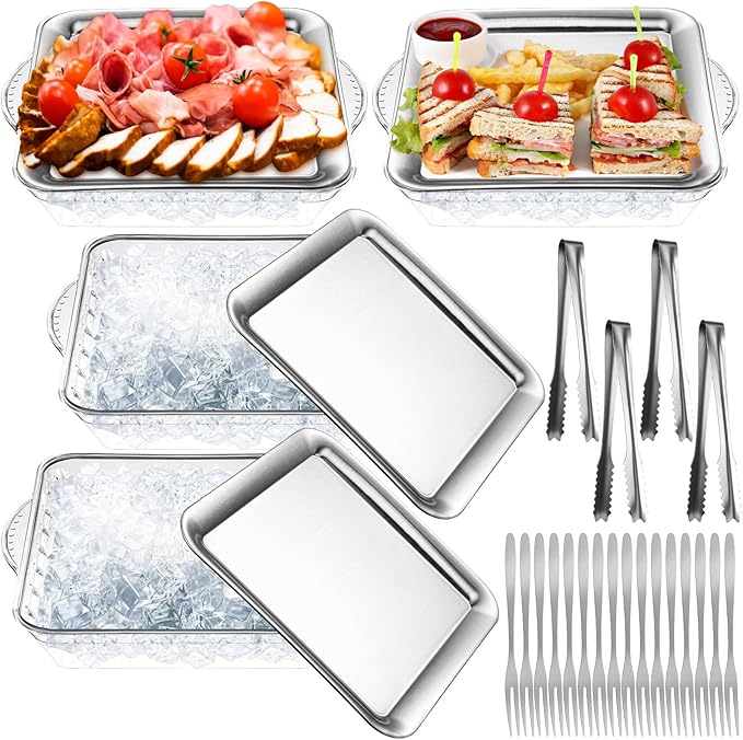 Amazon.com: Baderke 4 Set 9" Chilled Serving Tray for Parties with ...