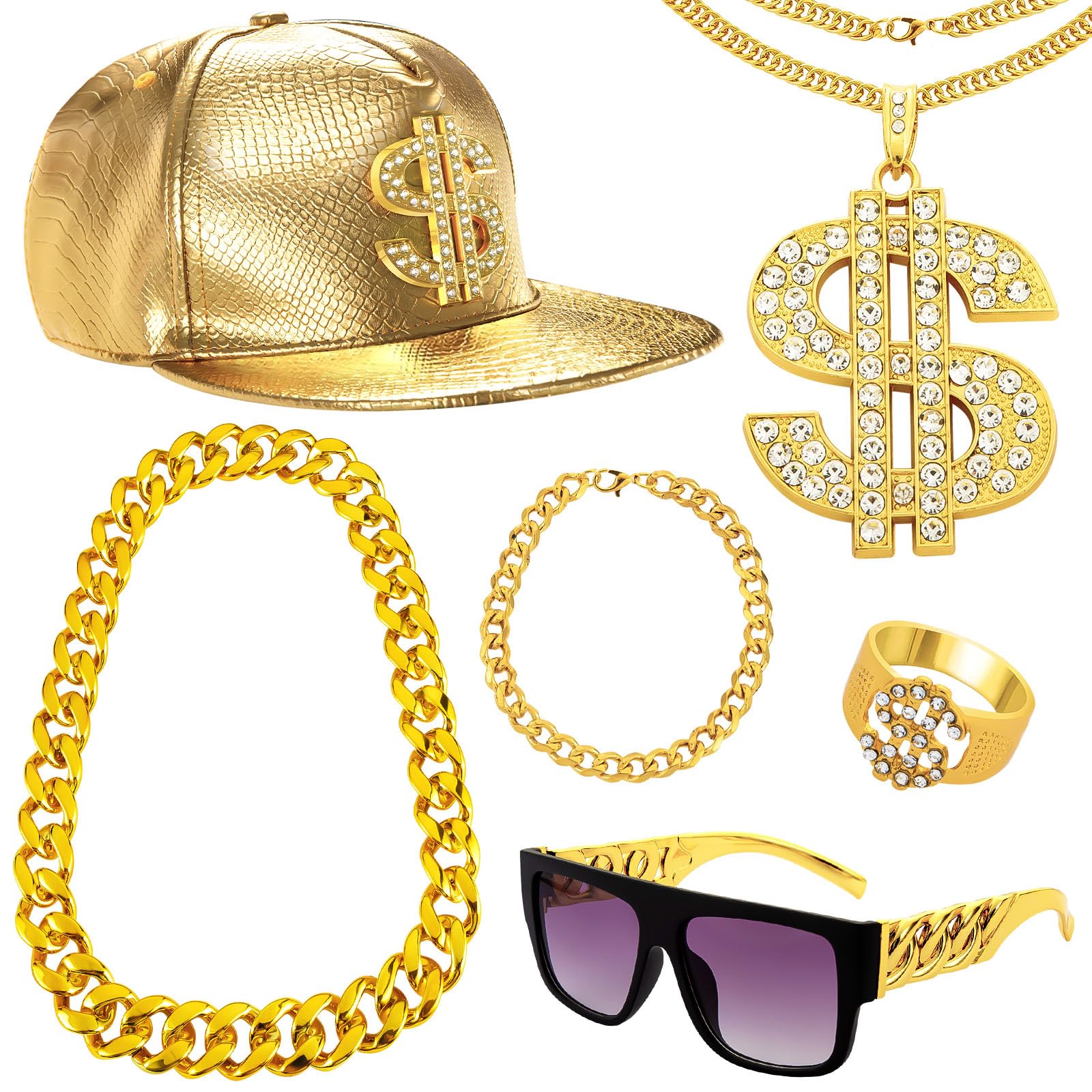 Amazon.com: KFPPLXQ Hip Hop Costume Kit 8090s Halloween Rapper Outfits ...