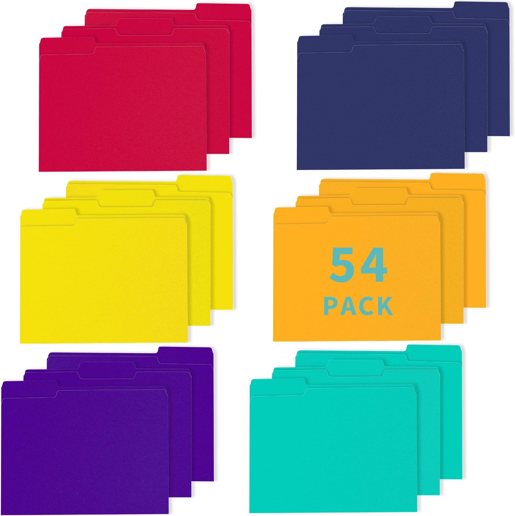 Amazon.com : Binditek 54 Pack Heavyduty Plastic Colored File Folders, 1 ...