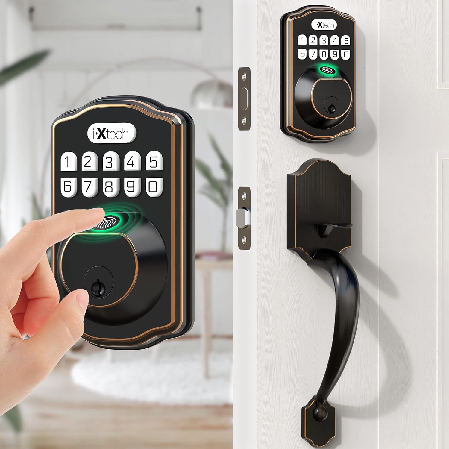 Amazon.com: IXTECH Fingerprint Door Lock Set, Keyless Entry Door Lock ...