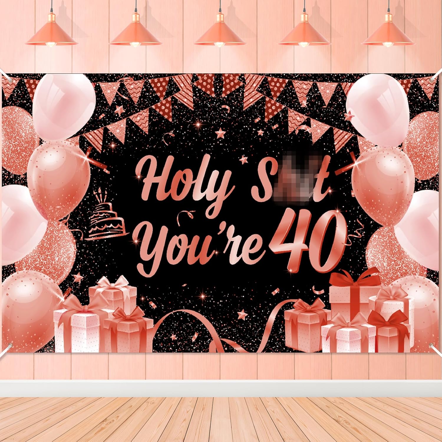 Amazon.com: Rose Gold 40th Birthday Banner Decorations for Women Men ...