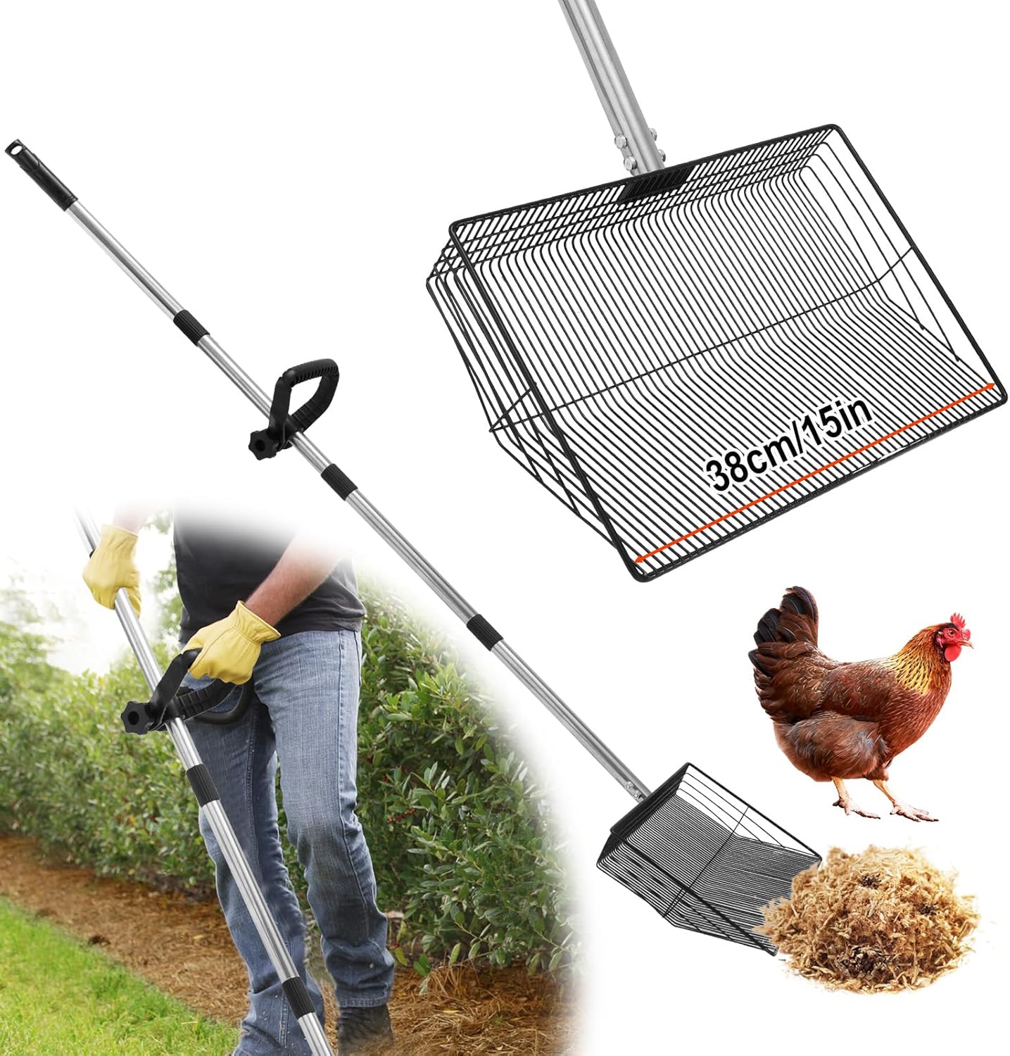 Amazon.com : GHWMYD 15-inch Large Chicken Poop Scooper with Adjustable ...