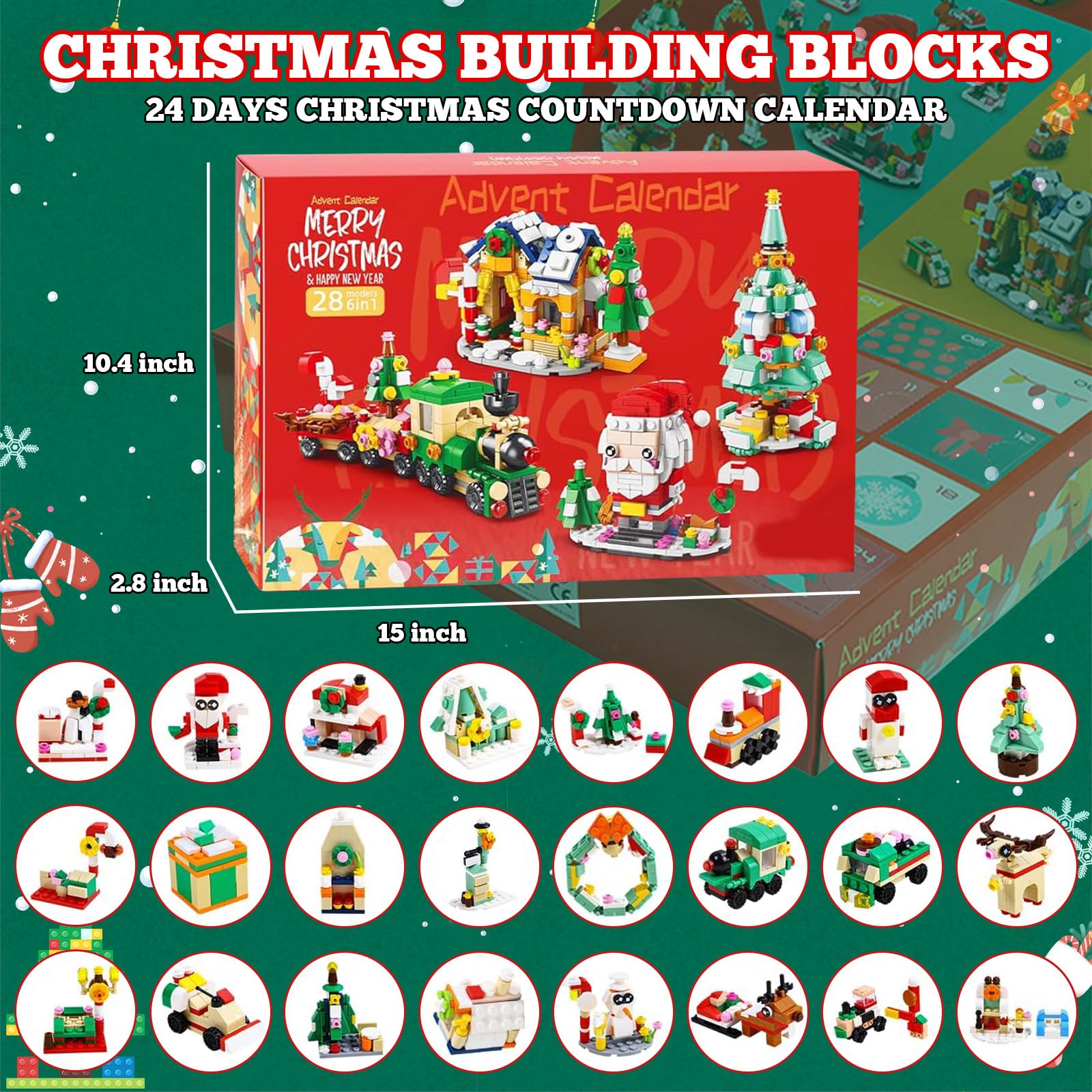 Advent Calendar 2025 – Christmas Building Blocks Holiday Gifts 24 Days ...