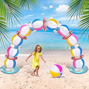 Amazon.com: 24 Pcs Beach Ball Inflatable Arch, Summer Beach Ball,Arch ...