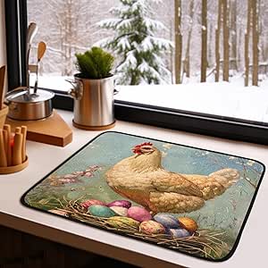 Amazon.com: Drying Mat for Kitchen Counter Easter Eggs Chicken Dish ...