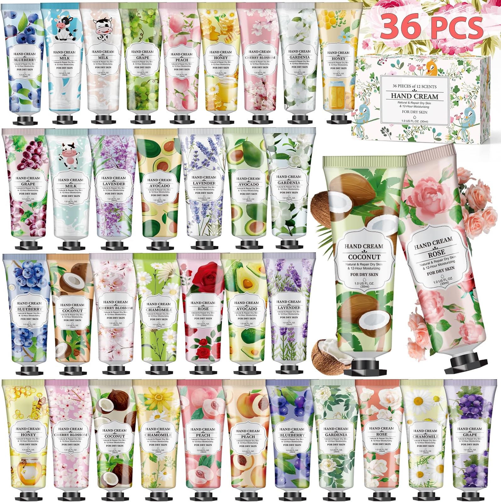 Amazon.com : VESPRO 36 Pack Hand Cream Gifts Set For Wome, Moisturizing ...