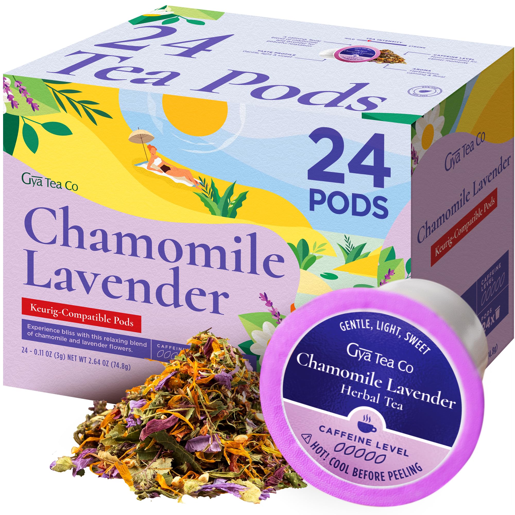 Amazon.com : Gya Tea Co Chamomile Lavender Herbal Tea Pod (24 ct ...