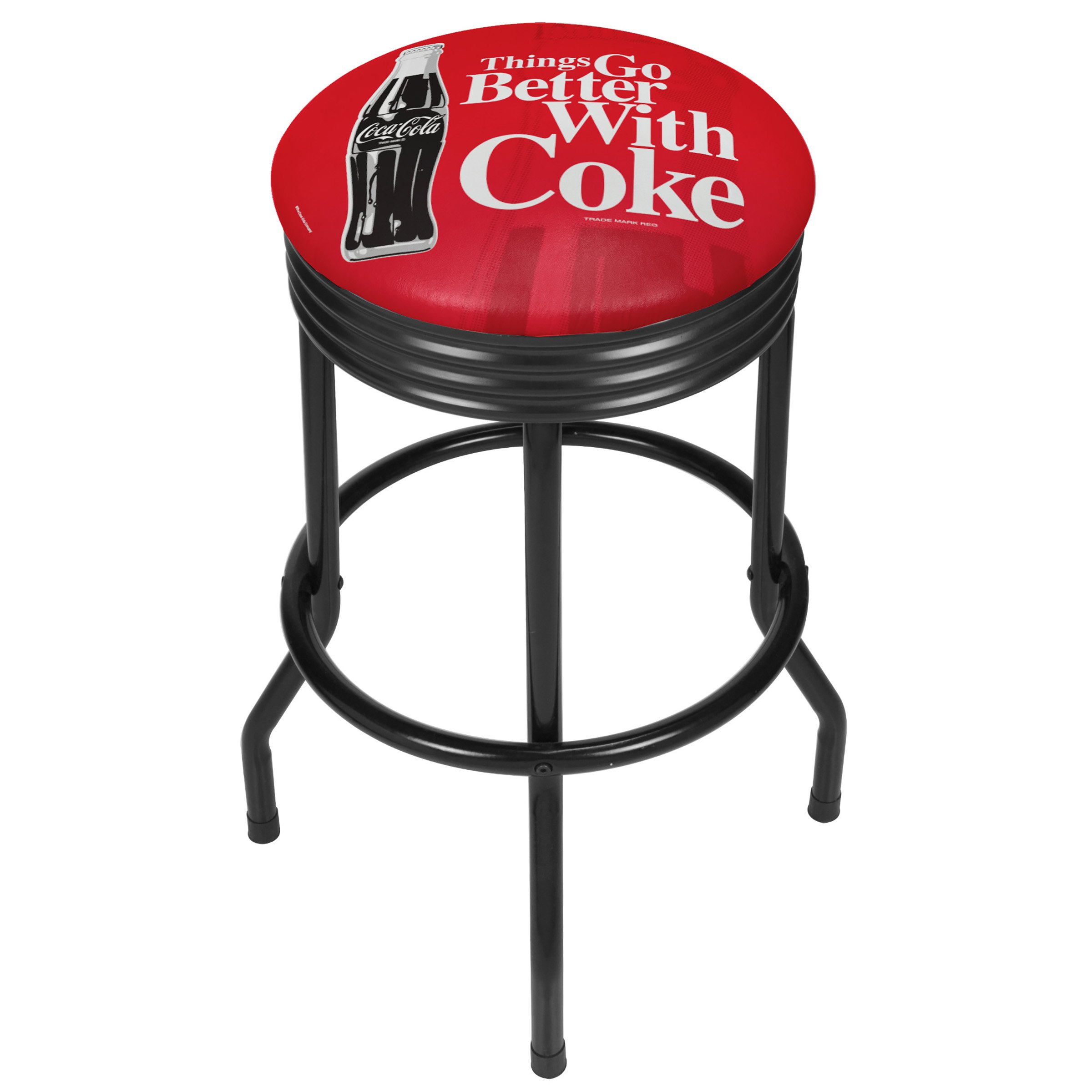 Buy Trademark Gameroom Coke Black Ribbed bar Stool - Coca-Cola Things ...