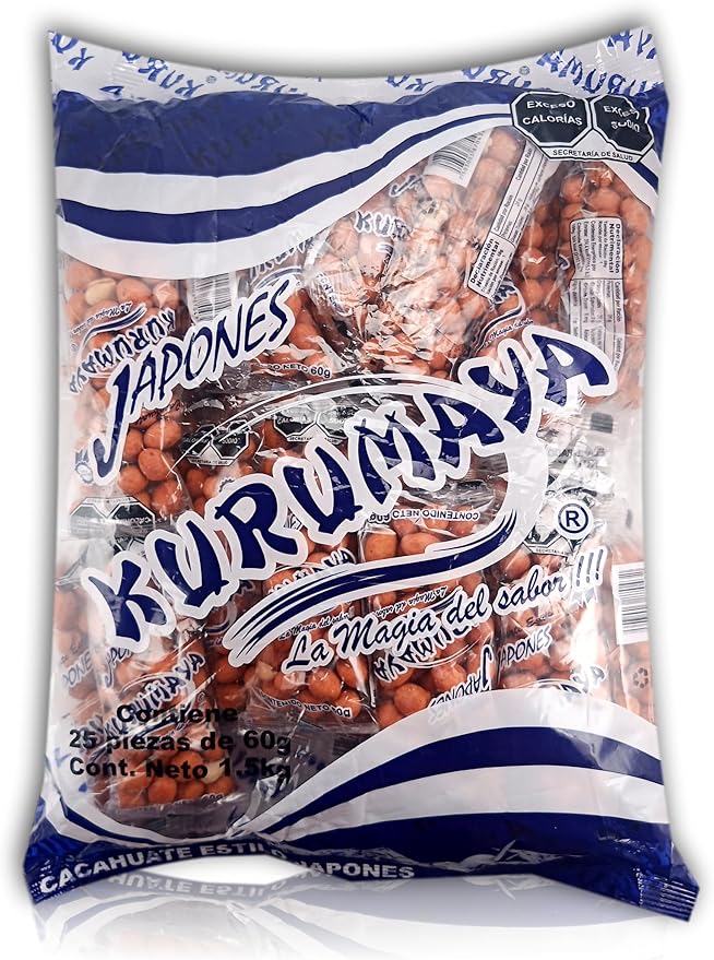Cacahuates japoneses Kurumaya, botana familiar (25 piezas de 60 gr c/u ...