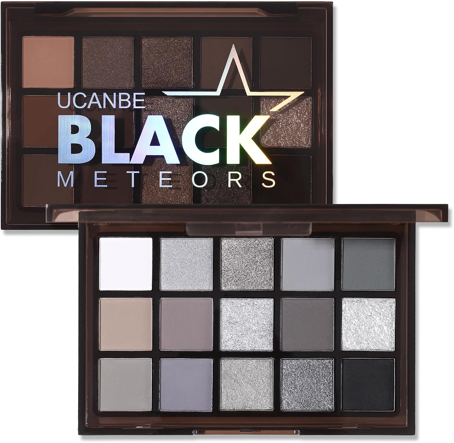 UCANBE Smokey Black Eyeshadow Palette, 15 Colors Dark Shimmer Matte ...