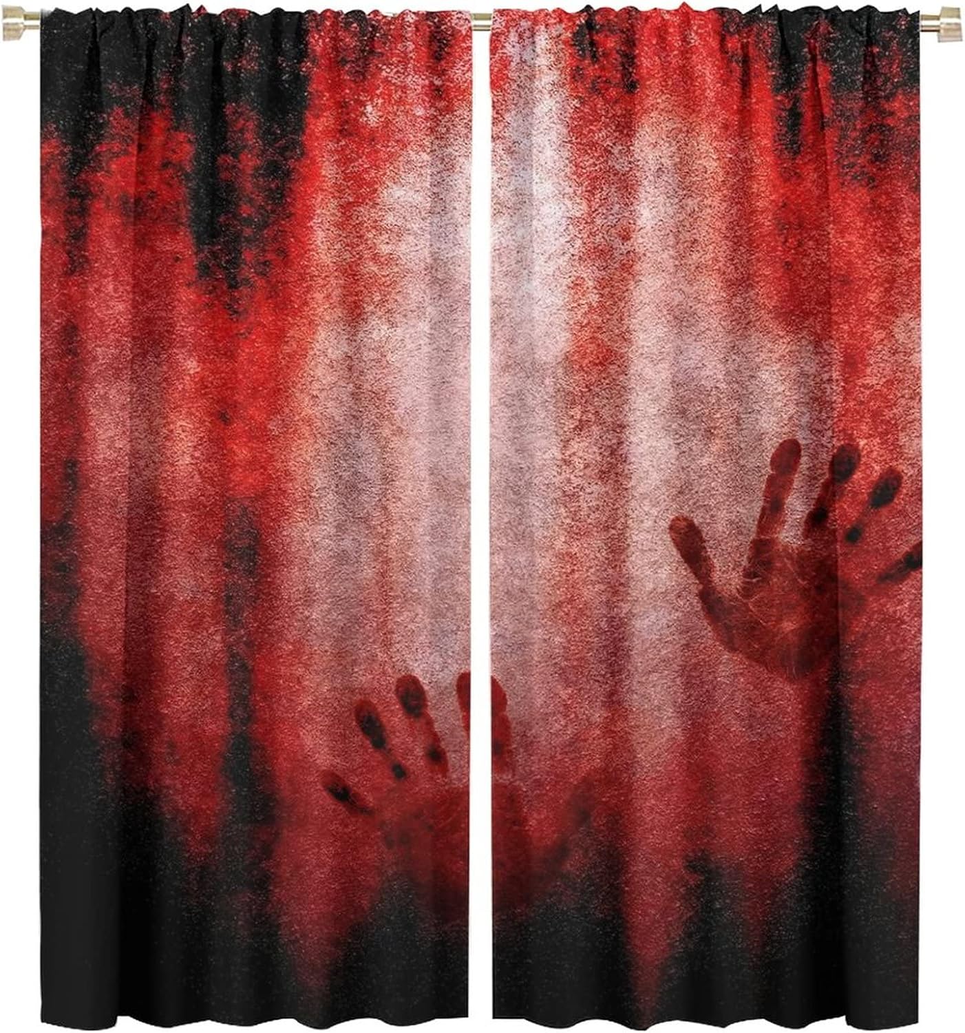 Amazon.com: Horror Scary Bloody Handprints Blackout Windows Curtains ...