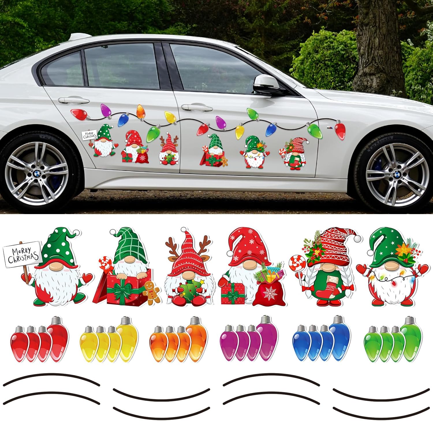 Amazon.com - Bememo 116 Pcs Christmas Reflective Magnets Set 6 Gnome ...