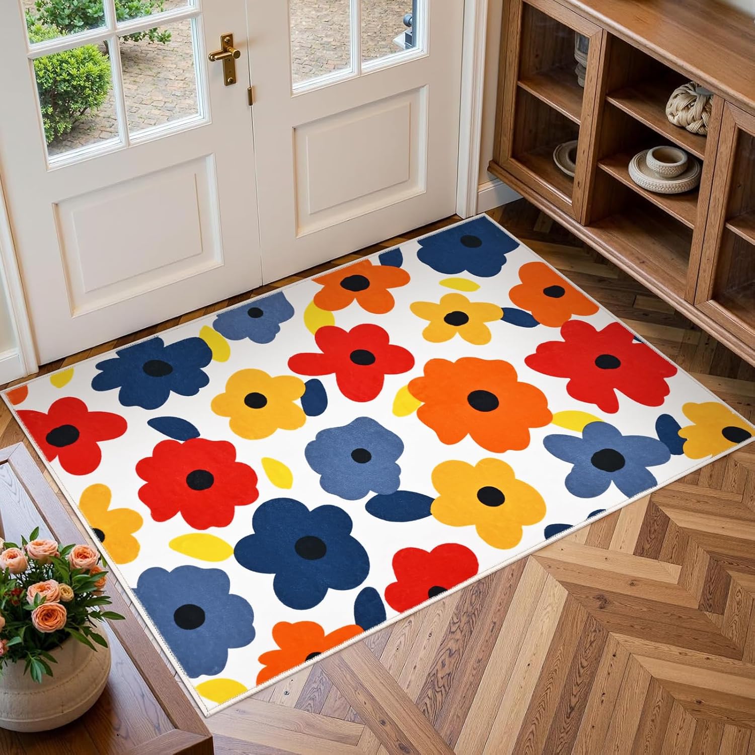 Amazon.com: ASPMIZ Floral Area Rug 2x3, Spring Summer Flower Door Mat ...