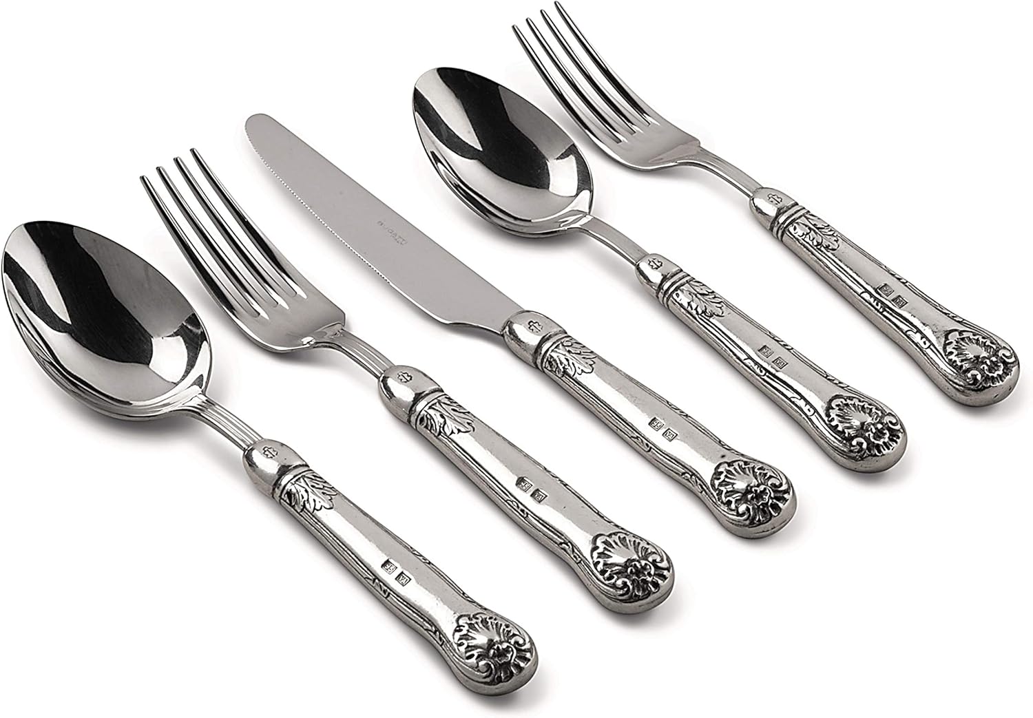 Amazon.com | Cunill NOTO 5PC Place Flatware Set, Regular, Pewter ...