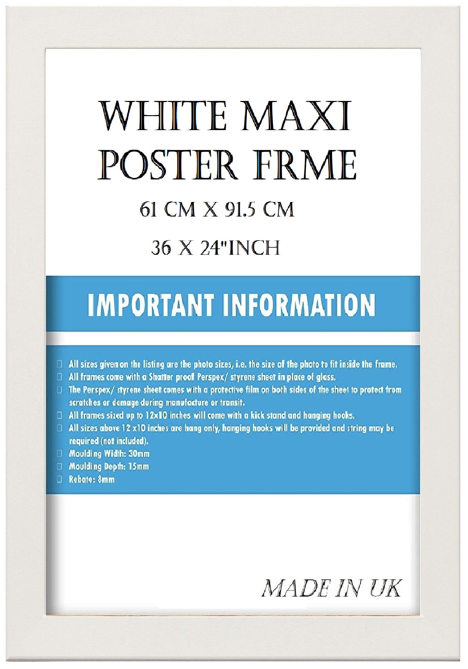 OB2H WHITE MAXI POSTER,PHOTO, PICTURE FRAME 61 cm x 91.5 cm(36 x 24 ...