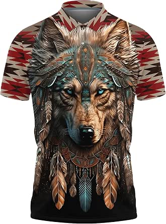 Amazon.com: Wolf Golf Shirt Men Funny Golf Polos for Men Dry Fit Funny ...